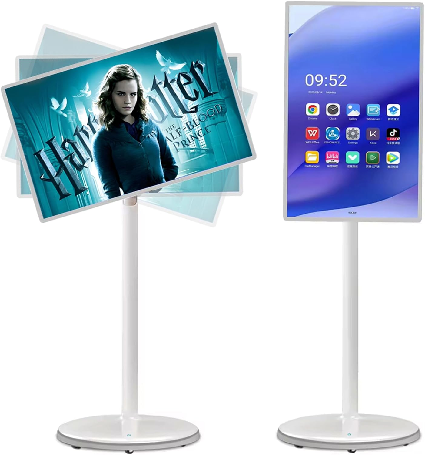 Portable-TV on Wheels, Touch-Screen-Monitor with Battery Stand FHD ...